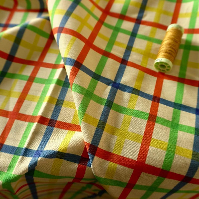 Rainbow Grid Cotton Canvas - Bold Check Print - Etsy