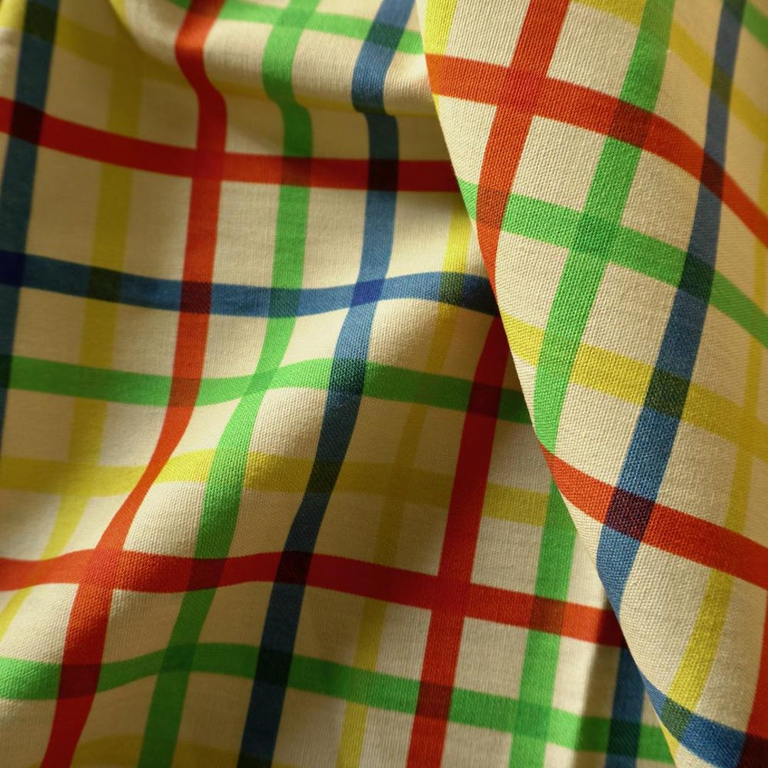 Rainbow Grid Cotton Canvas - Bold Check Print - Etsy