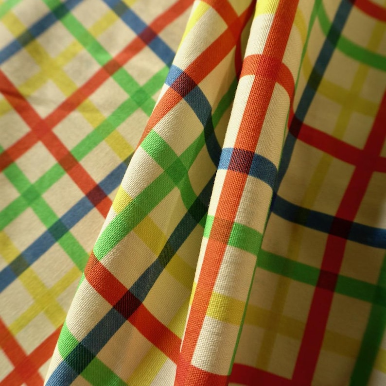 Rainbow Grid Cotton Canvas - Bold Check Print - Etsy