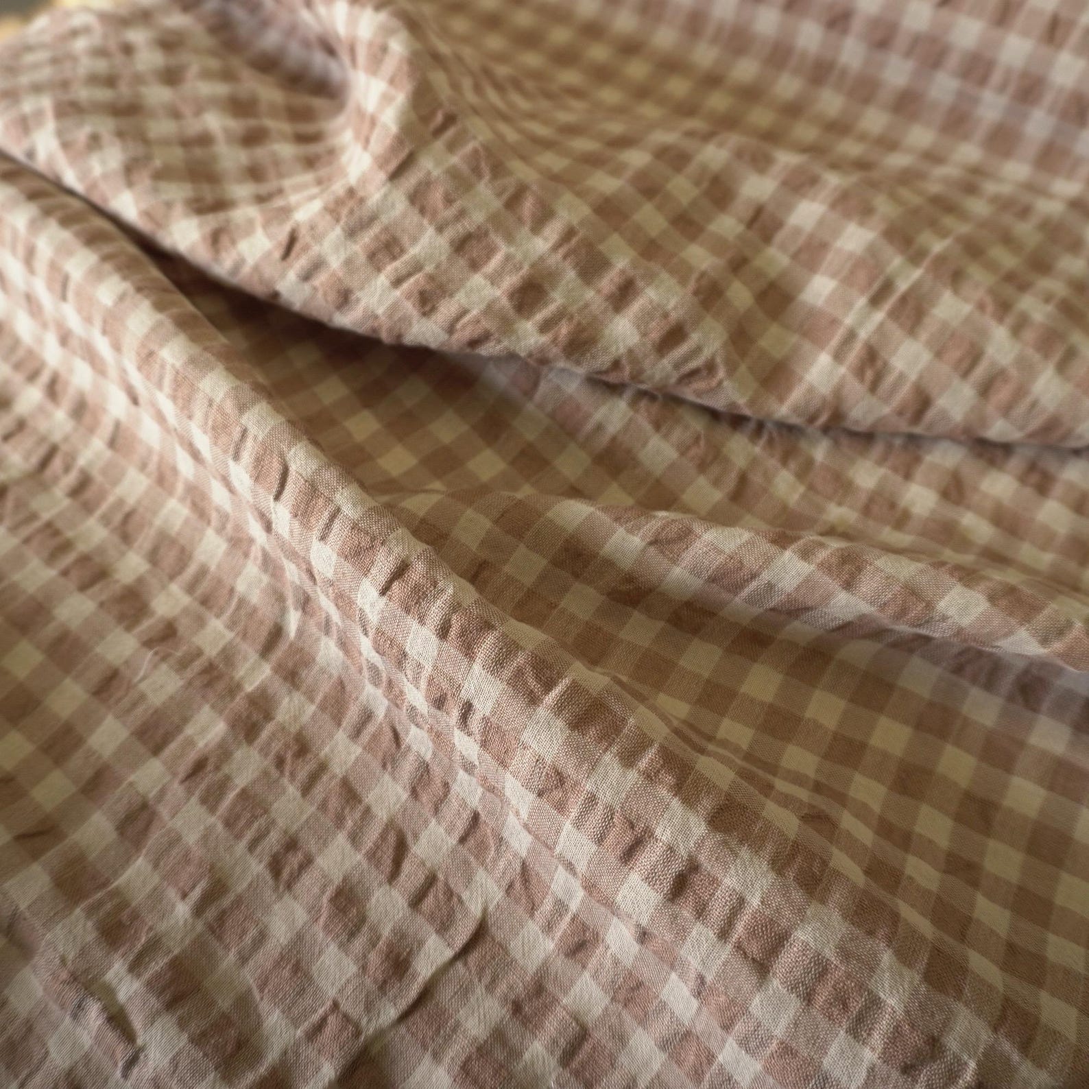 Yarn Dyed Linen Crinkled Gingham - Beige - Etsy