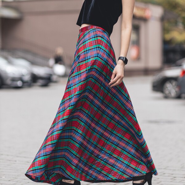 Plaid Maxi Skirt - Etsy