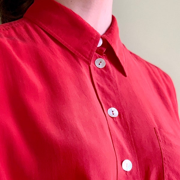 Red Silk Shirt - Etsy