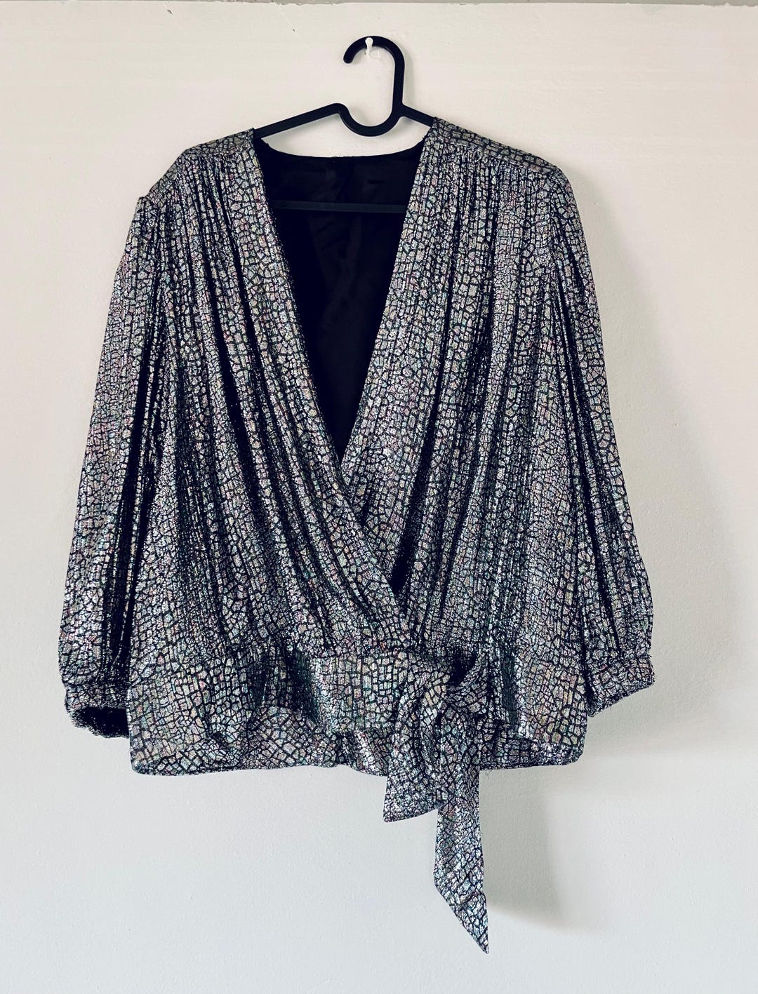 Vintage 80s Blouse - Metallic Silver Top - Retro Womens Blouse - Etsy