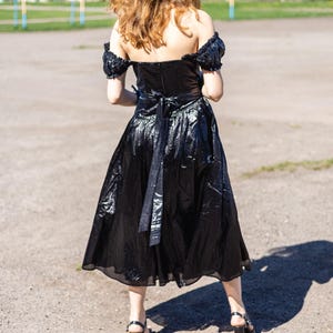 Vintage Black Shiny Goth Princess Dress Vampire Fit and Flare Wedding ...