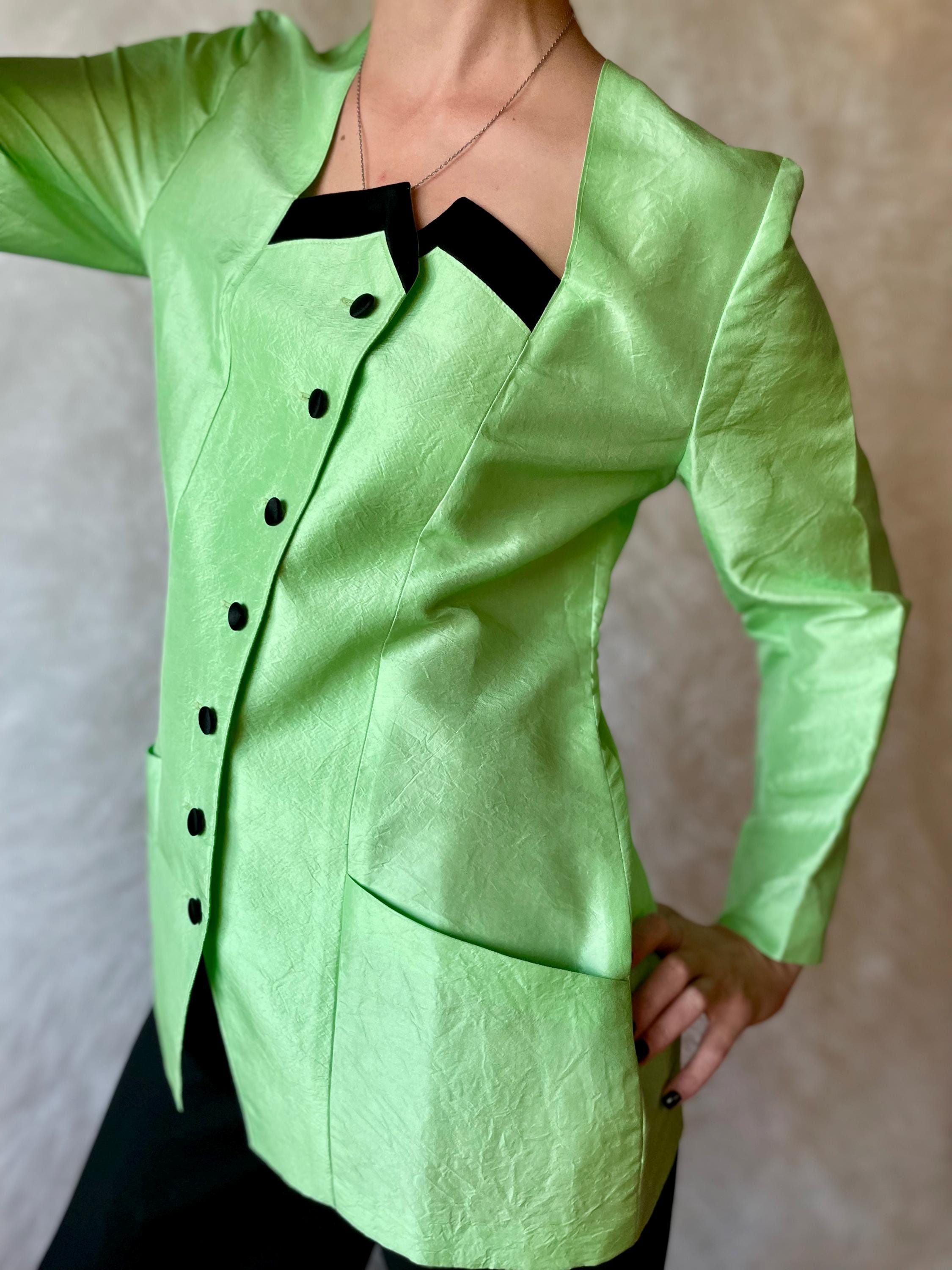 Vintage Light Green Blazer – Lightweight Structured Jacket – Bold 80s ...