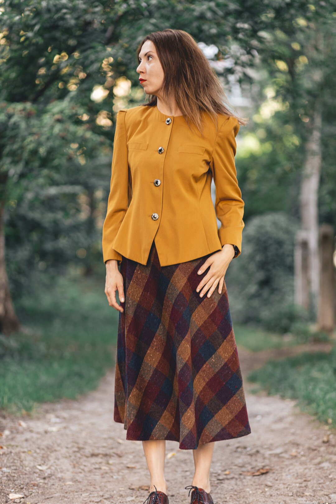 Vintage Mustard Yellow Short Jacket - Elegant Autumn Outerwear for ...