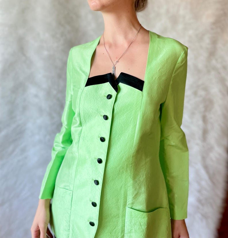 Vintage Light Green Blazer – Lightweight Structured Jacket – Bold 80s ...