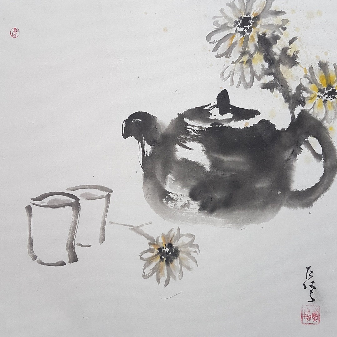 Original Sumi-e: Afternoon Tea - Etsy