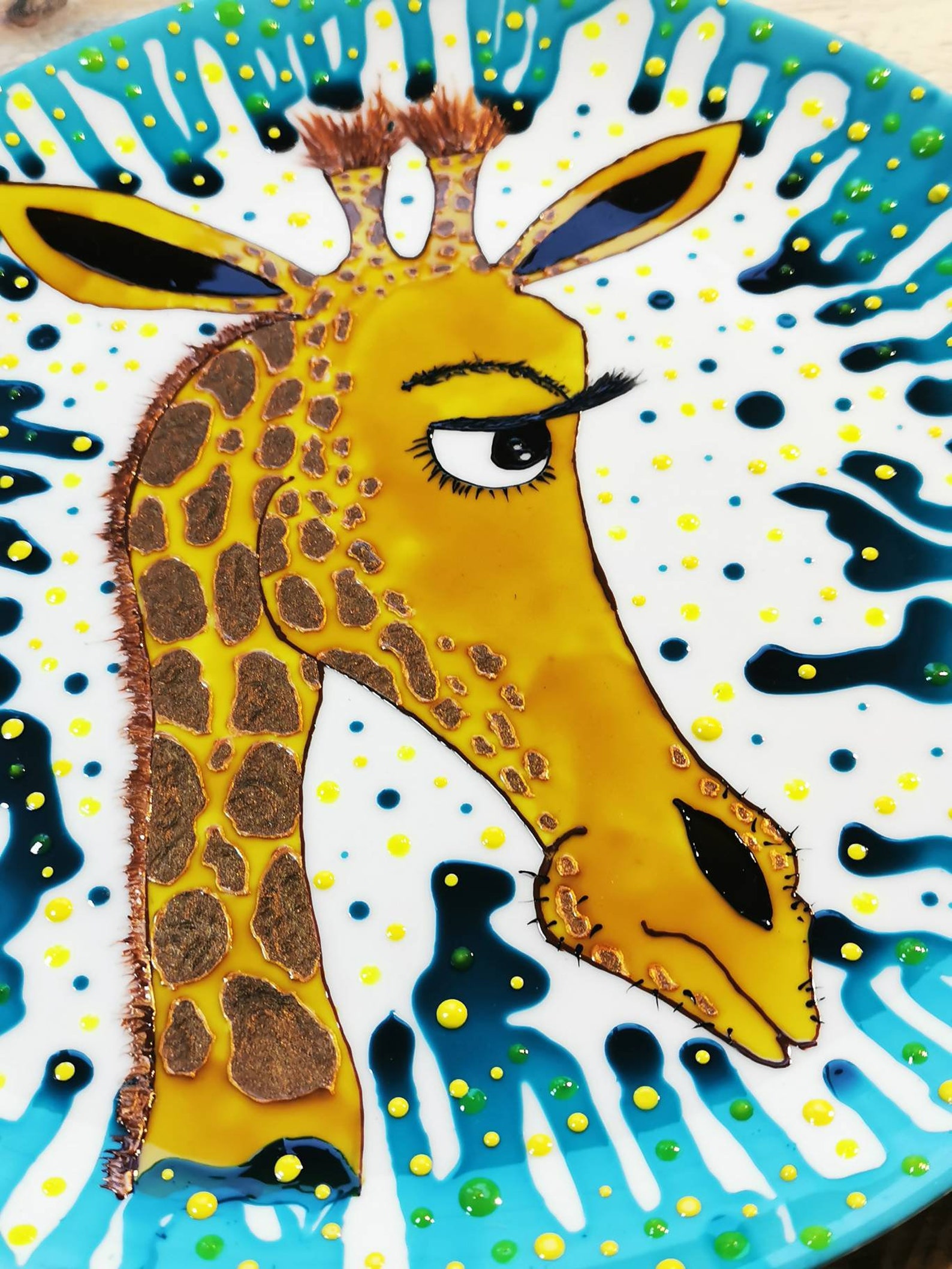 Wall Art. Decorative Hand Painted Giraffe Ceramic Wall Plates. Home ...