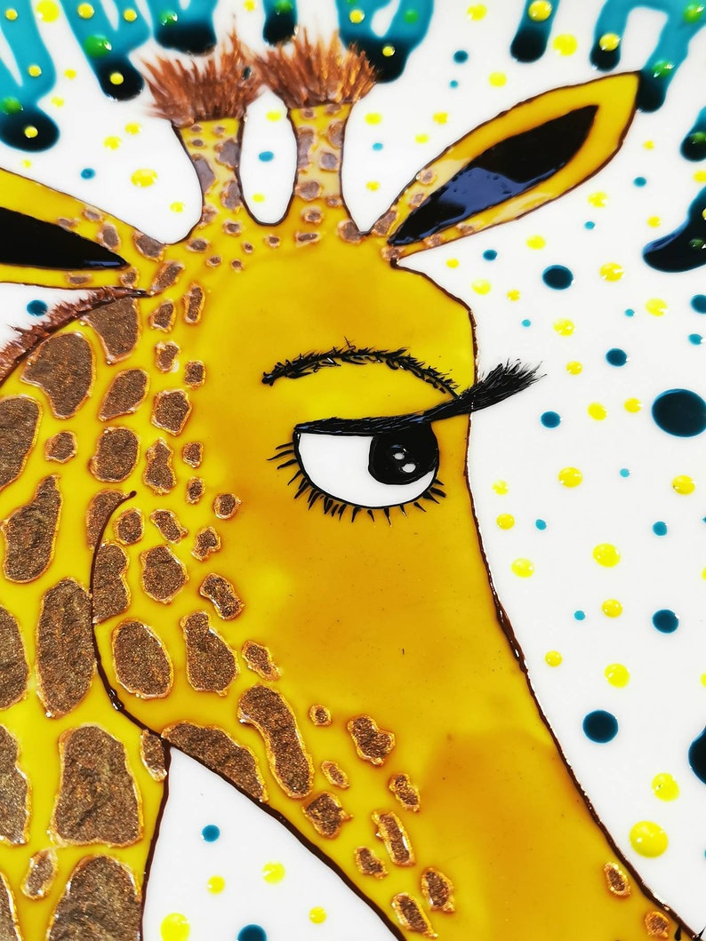 Wall Art. Decorative Hand Painted Giraffe Ceramic Wall Plates. Home ...