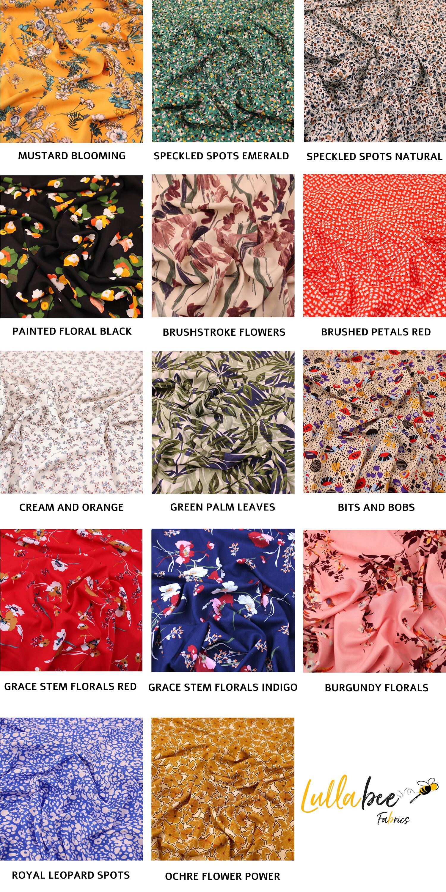 Viscose Challis Floral Abstract Design Lightweight Breathable ...