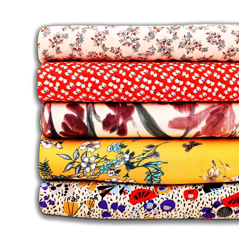 Viscose Challis Floral Abstract Design Lightweight Breathable ...