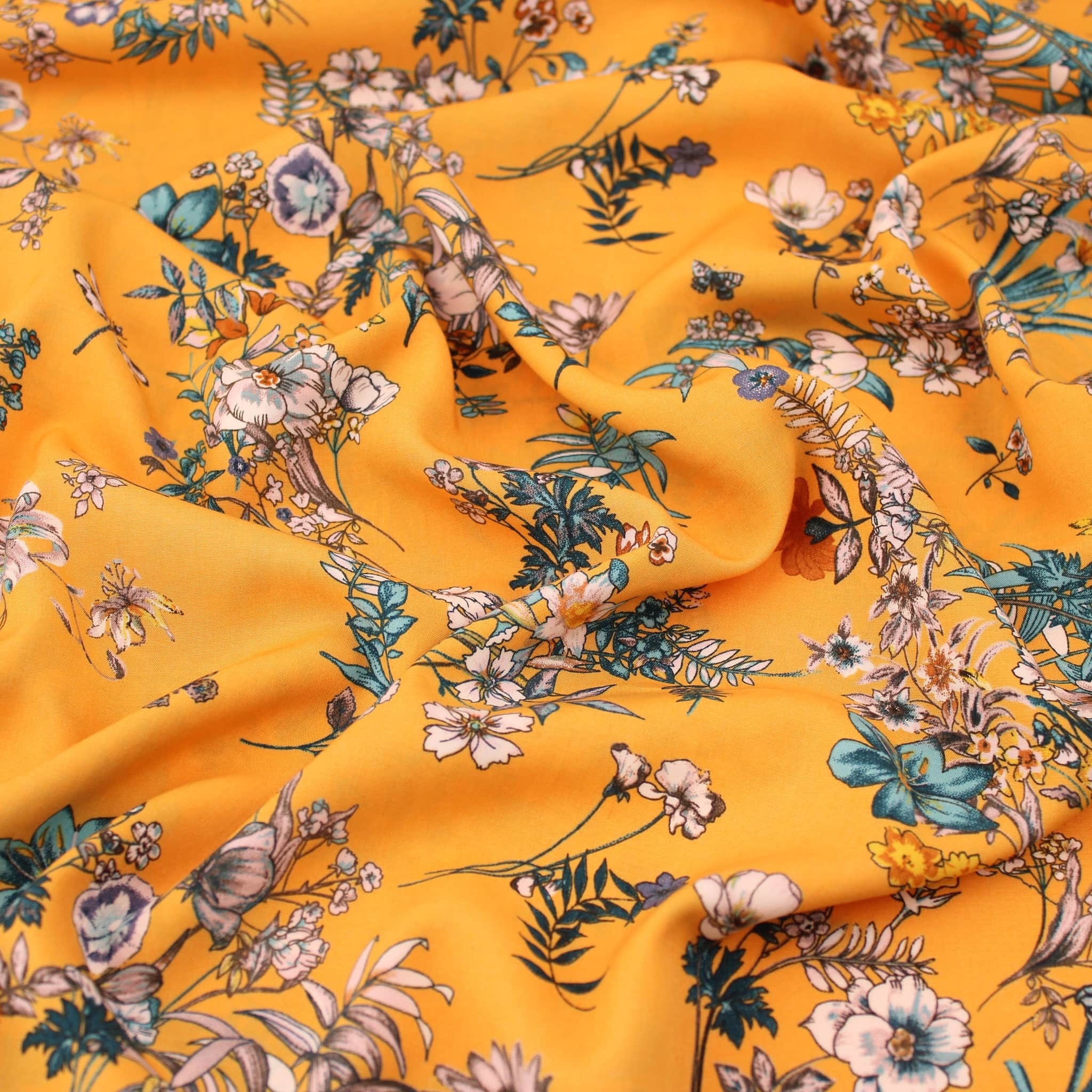 Viscose Challis Floral Abstract Design Lightweight Breathable ...