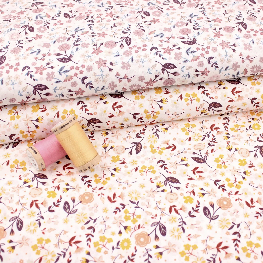 Ditsy Flowers Organic Cotton Poplin Soft Woven Floral Pattern Women ...
