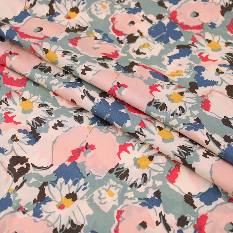 Pima Cotton Lawn Floral Pattern Dressmaking Light Woven Women Quilting ...