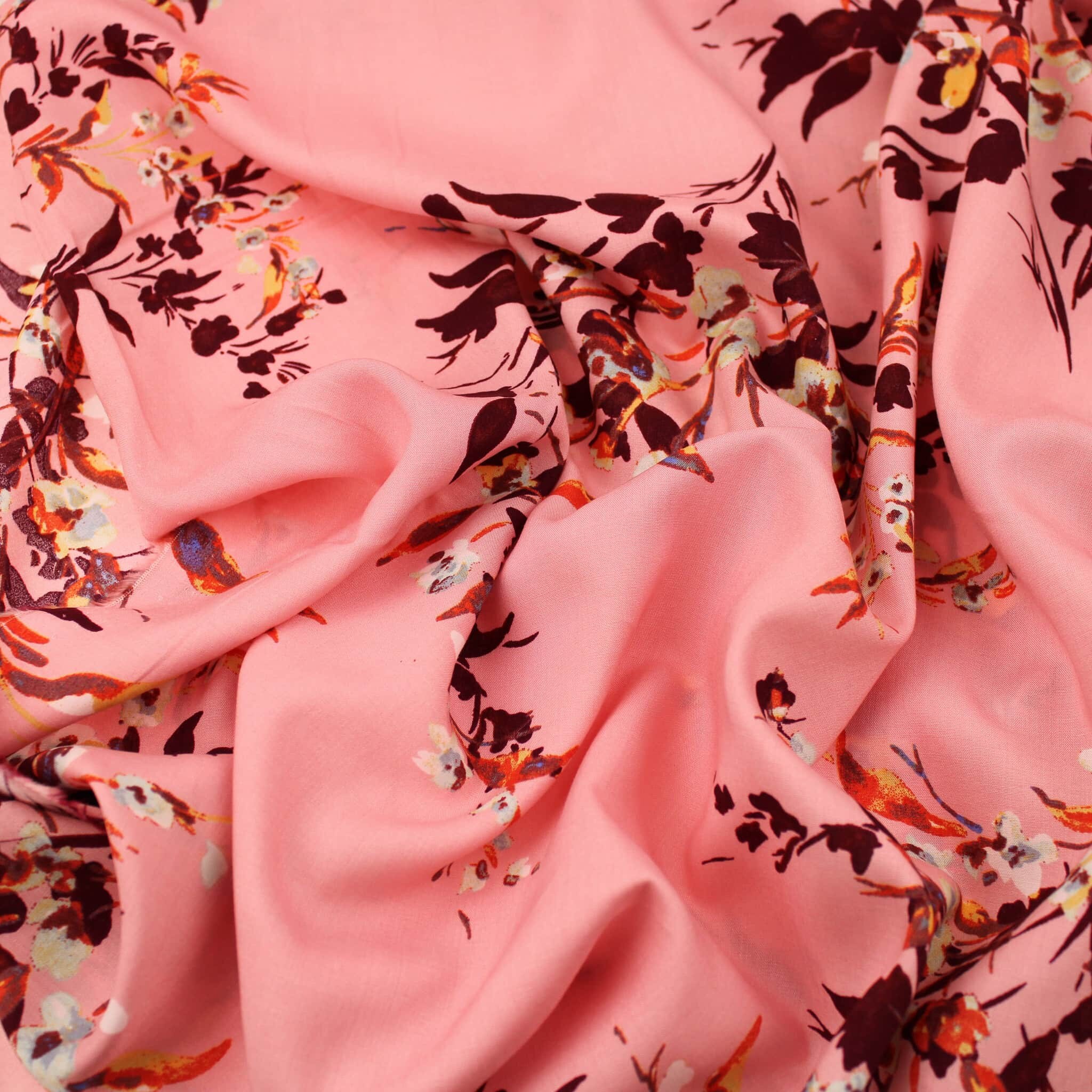 Viscose Challis Floral Abstract Design Lightweight Breathable ...