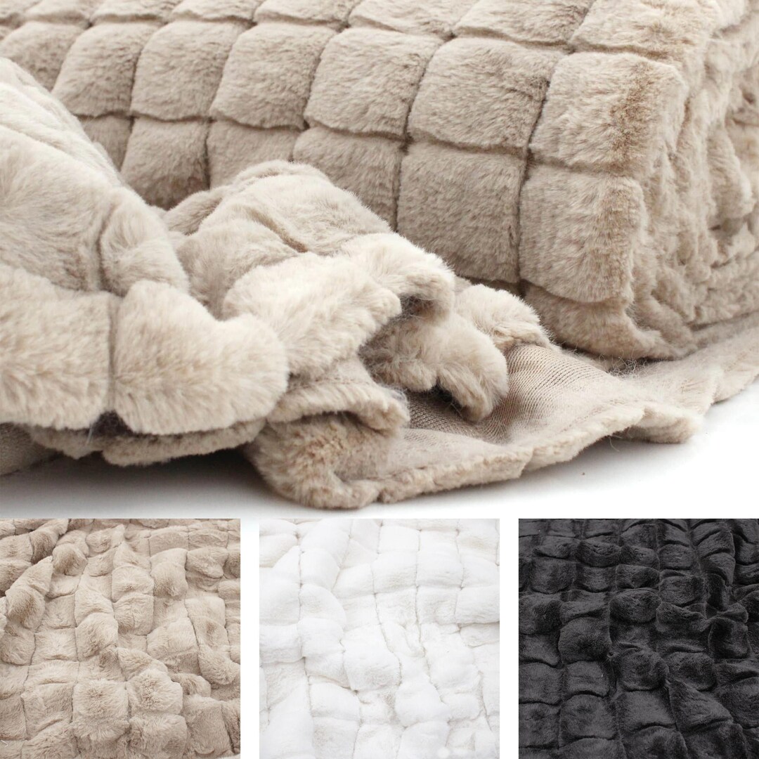Blocks Faux Fur Jacketing Coating Luxury Pile Hat Throw Clothing OEKO ...