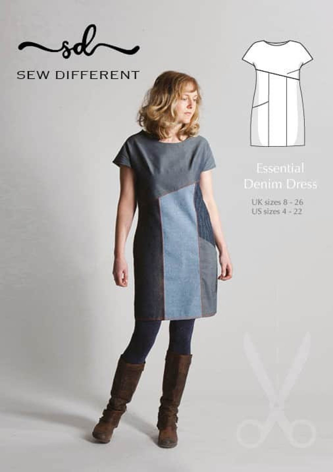 Essential Denim Dress Fabric Sewing Pattern - by Sew Different - Etsy
