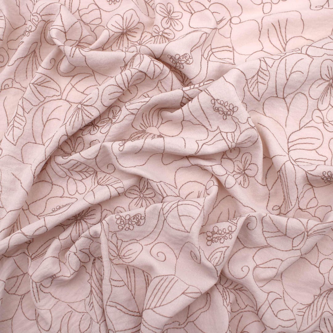 Mandy Floral Embroidery Natural Polyester Dressmaking Material for ...