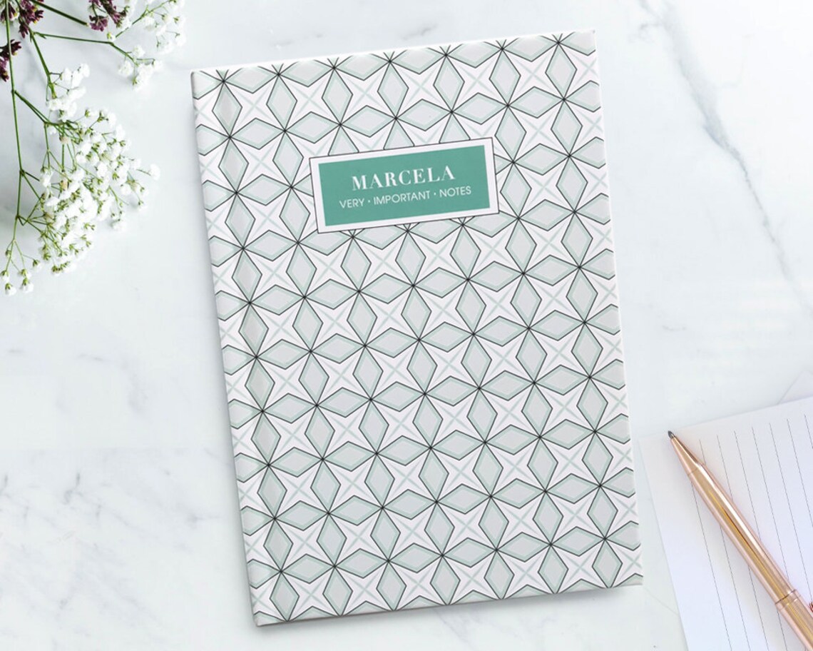 Personalized Journal Diamonds Notebook Custom Notebook Geometric Design ...