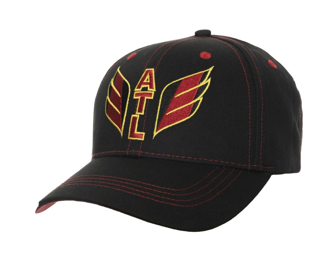 ATL Hat, Black Baseball Cap With Red & Gold Logo - Etsy