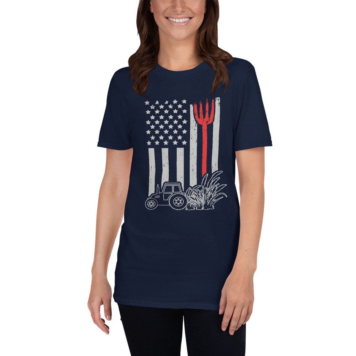 Farm Tractors Usa Flag Unisex T Shirt Patriotic Farming T Etsy