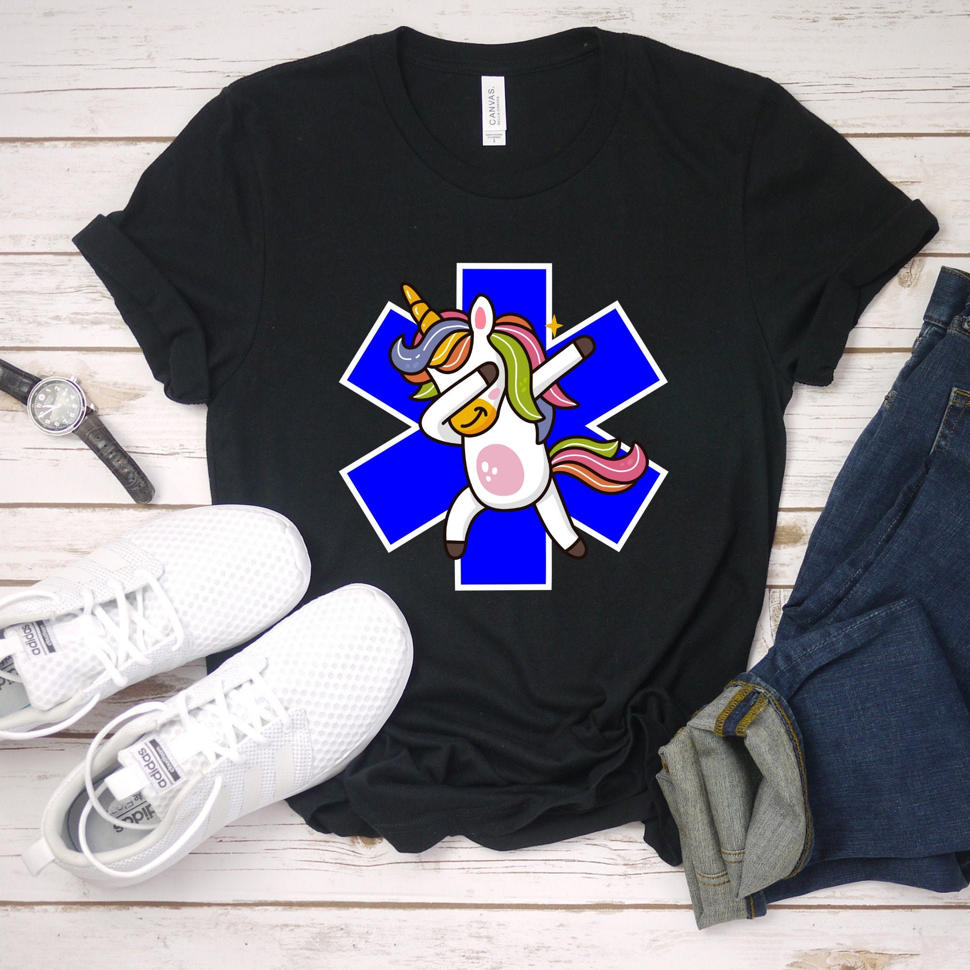 Funny EMT EMS Paramedic Cute Dabbing Unicorn Unisex T-shirt - Etsy