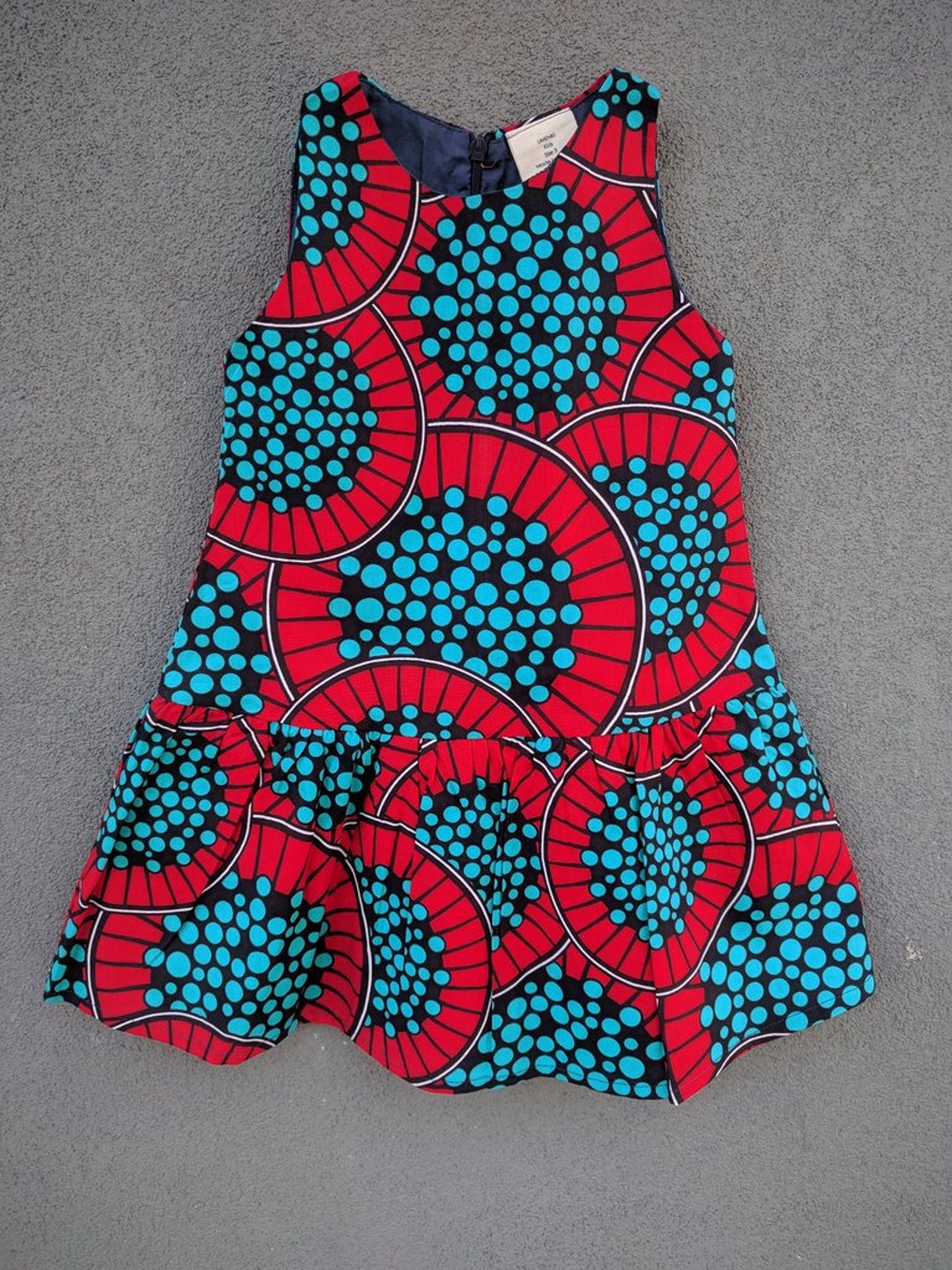 Girls Drop-waist Dress in Teal and Red - Etsy