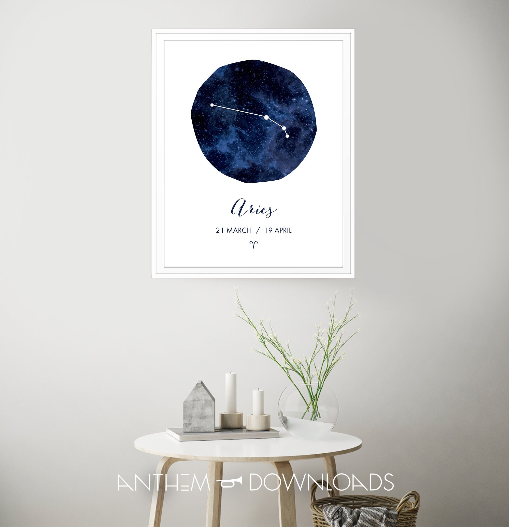 Aries Constellation Wall Art - Aries Art Print - Zodiac Poster ...