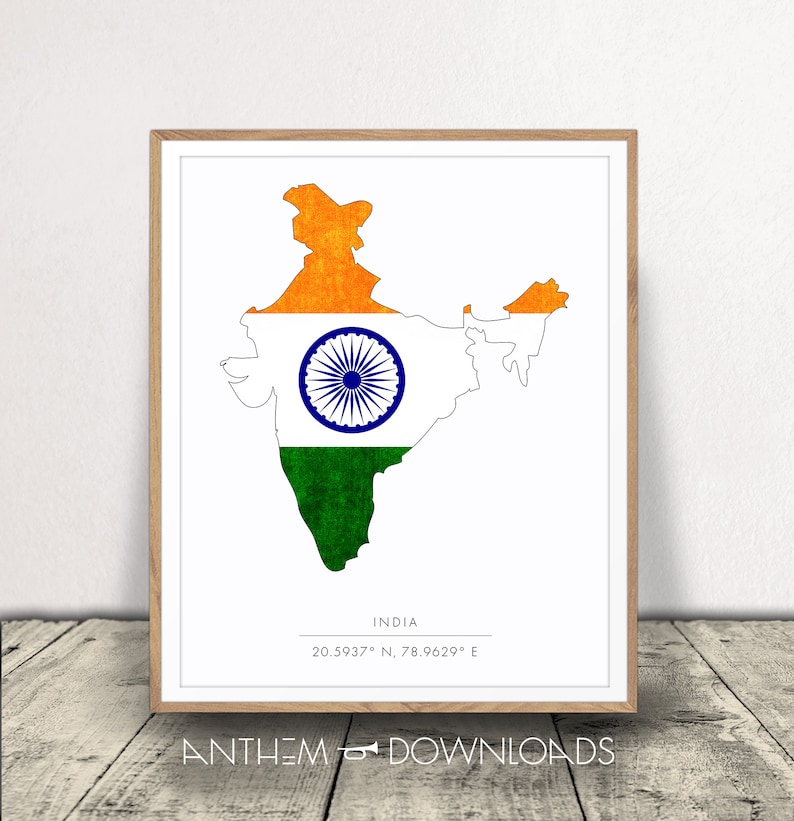 India Art Print - Digital Download - Map of India - Travel Poster ...