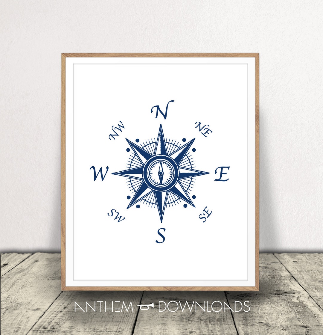 Nautical Compass Art Print - Nautical Art - Compass Rose - Kids Room ...