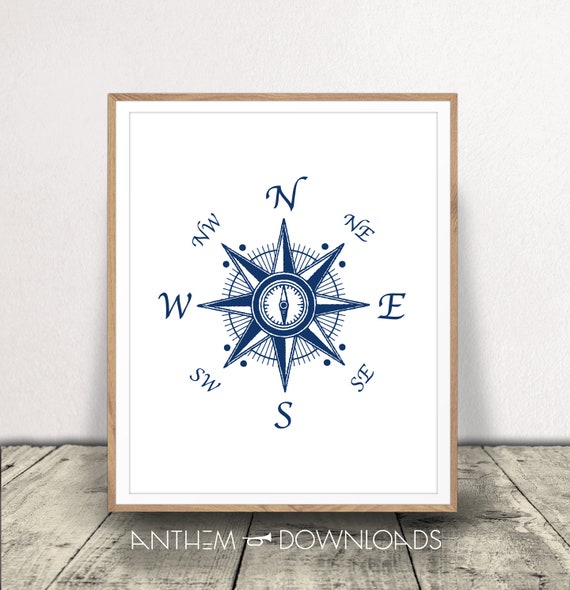 Nautical Compass Art Print Nautical Art PRINTABLE Compass | Etsy