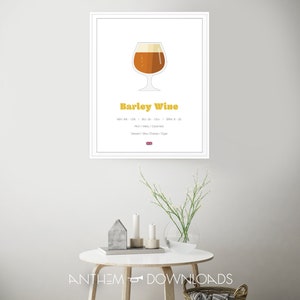 Barley Wine Beer Poster - Printable Beer Art - Home Bar Decor - Fun ...