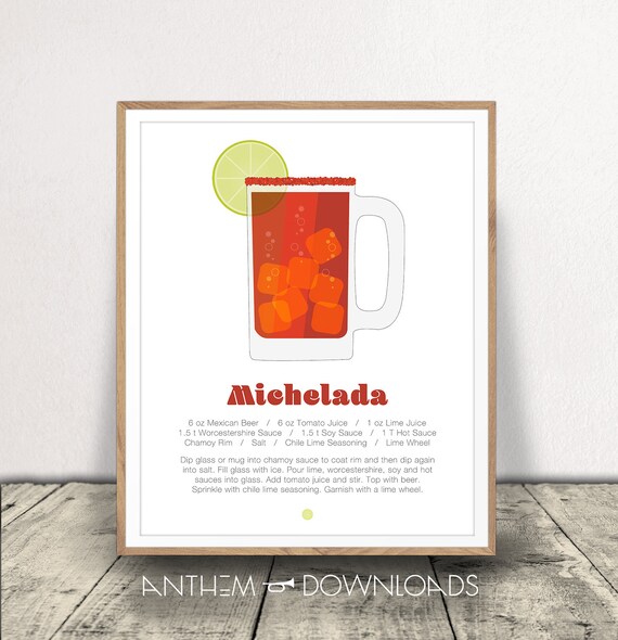 Michelada Print Cocktail Poster Food and Drink Art Bar - Etsy