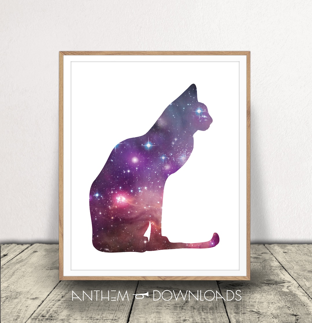 Astrological Cat Art Print - Spirit Animal Poster - Galaxy Cat ...