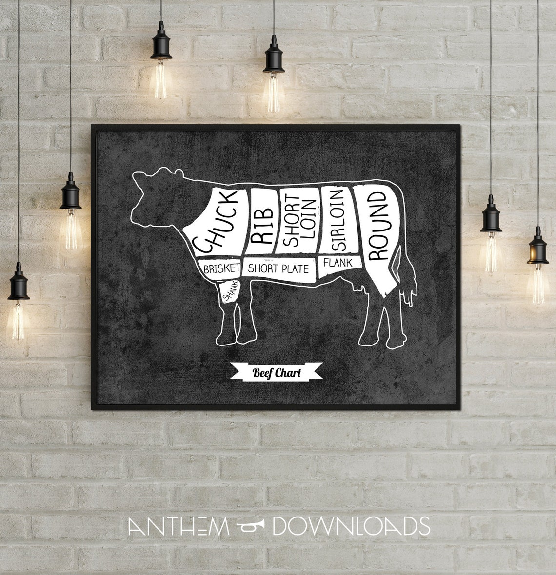 PRINTABLE Beef Chart Meat Cuts Poster Cooking Print - Etsy