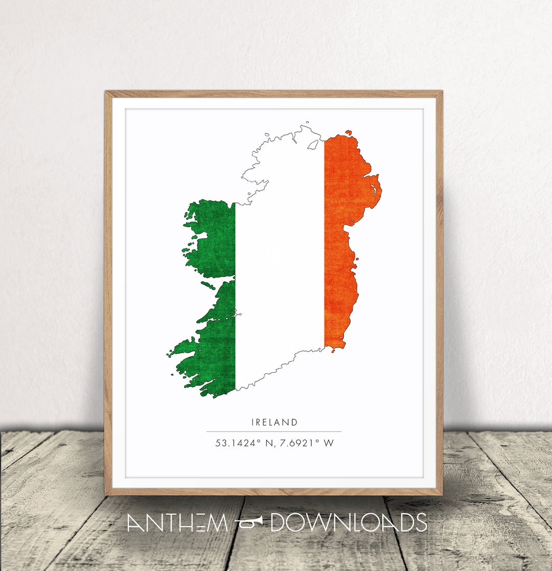 Ireland Art Print - Irish Flag and Country Outline Poster - Family ...