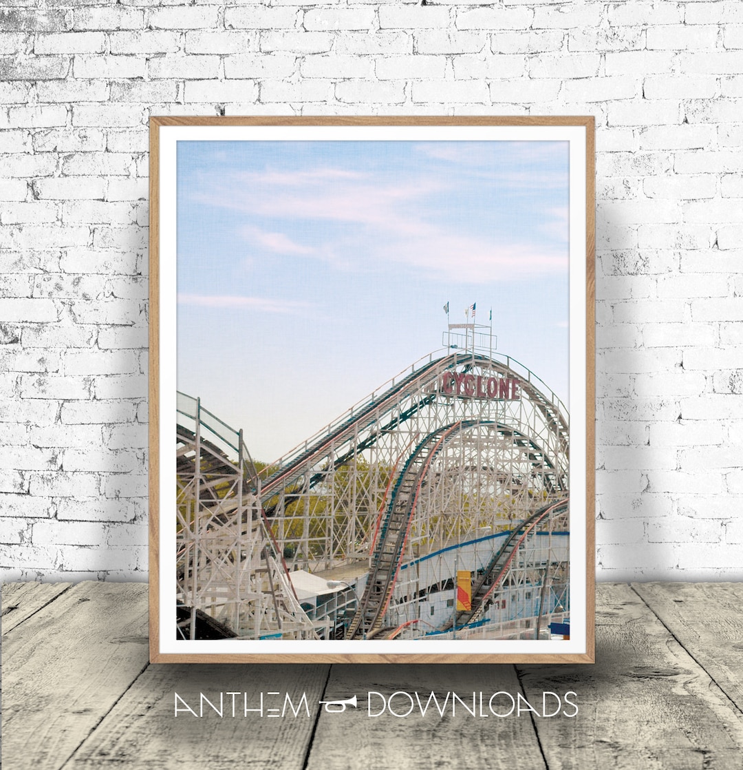 Rollercoaster Art Print - the Cyclone Poster - Coney Island Wall Art ...