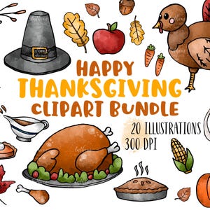 THANKSGIVING Watercolor Clipart - Holiday Printables - Kids Clipart ...