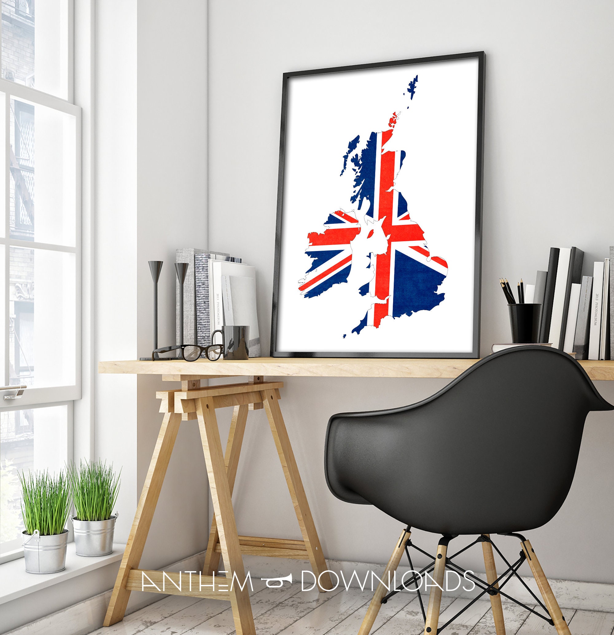 United Kingdom Art Print UK Map Travel Poster Country Outline Family ...