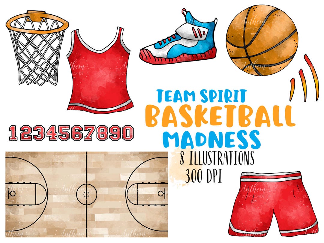 Watercolor Basketball Clip Art - Sports Digital Download - Instant ...