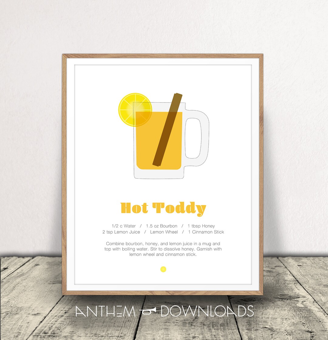 Impresión de Hot Toddy - Póster de cóctel - Arte de comida y bebida ...