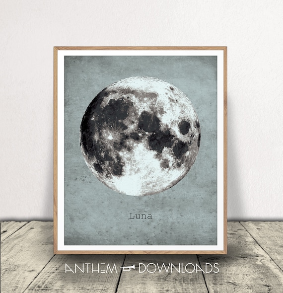Full Moon Art Print Blue Moon Poster La Luna Moon Print - Etsy