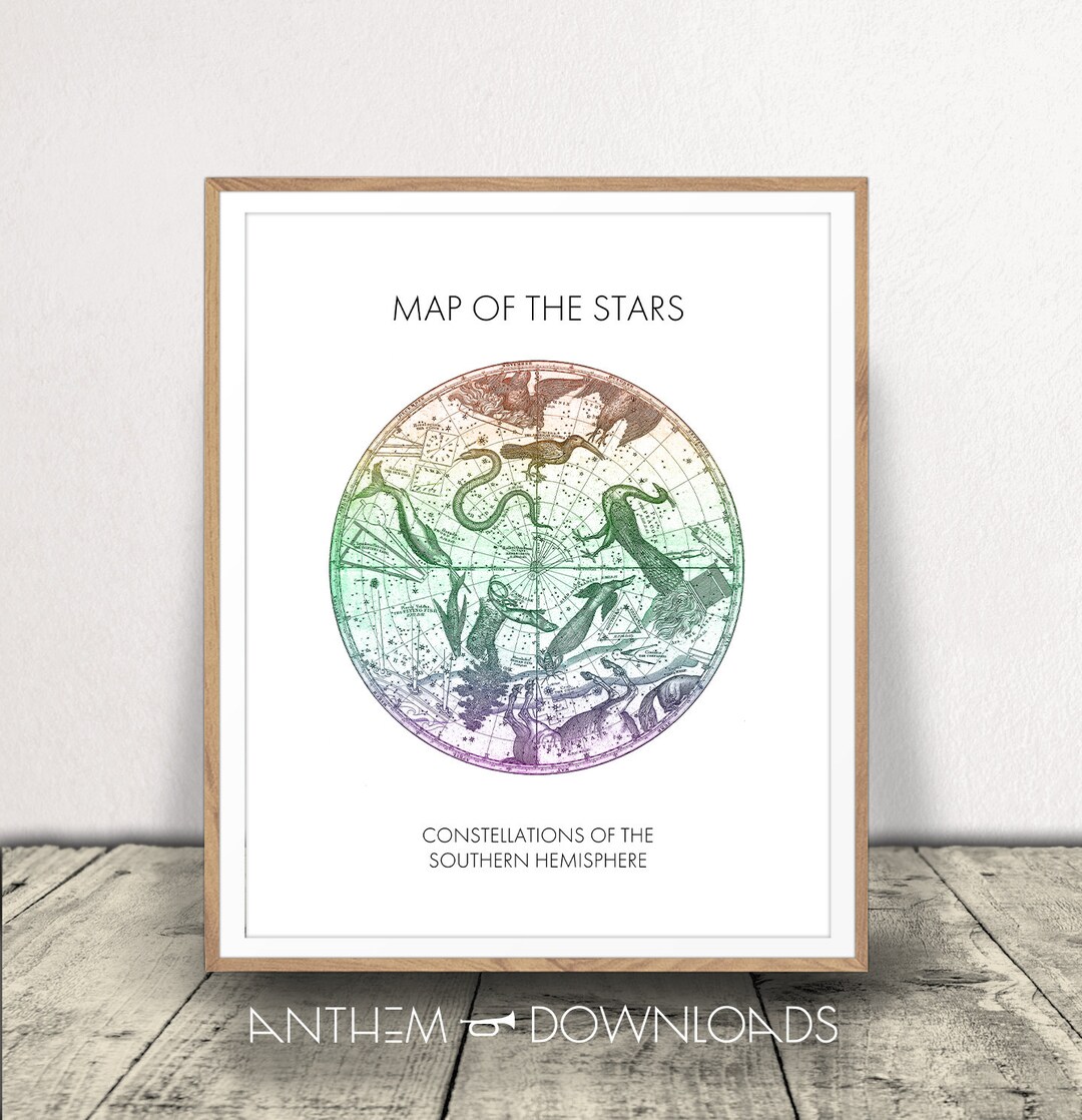 Constellations of the Southern Hemisphere Art Print - Star Map Poster ...