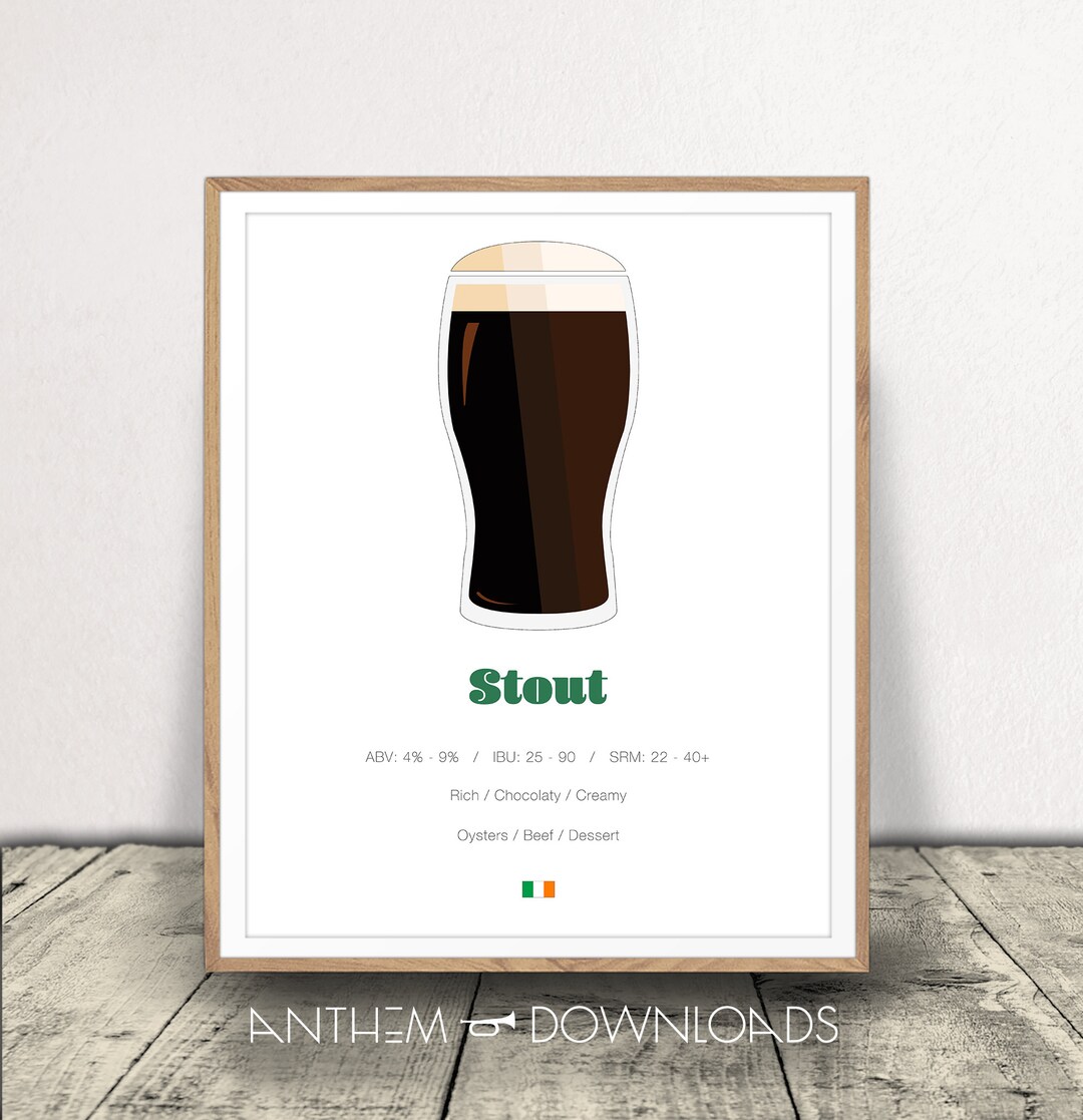 Stout Print - Beer Poster - Party Decor - Bar Signs - Dark Beer Lover ...