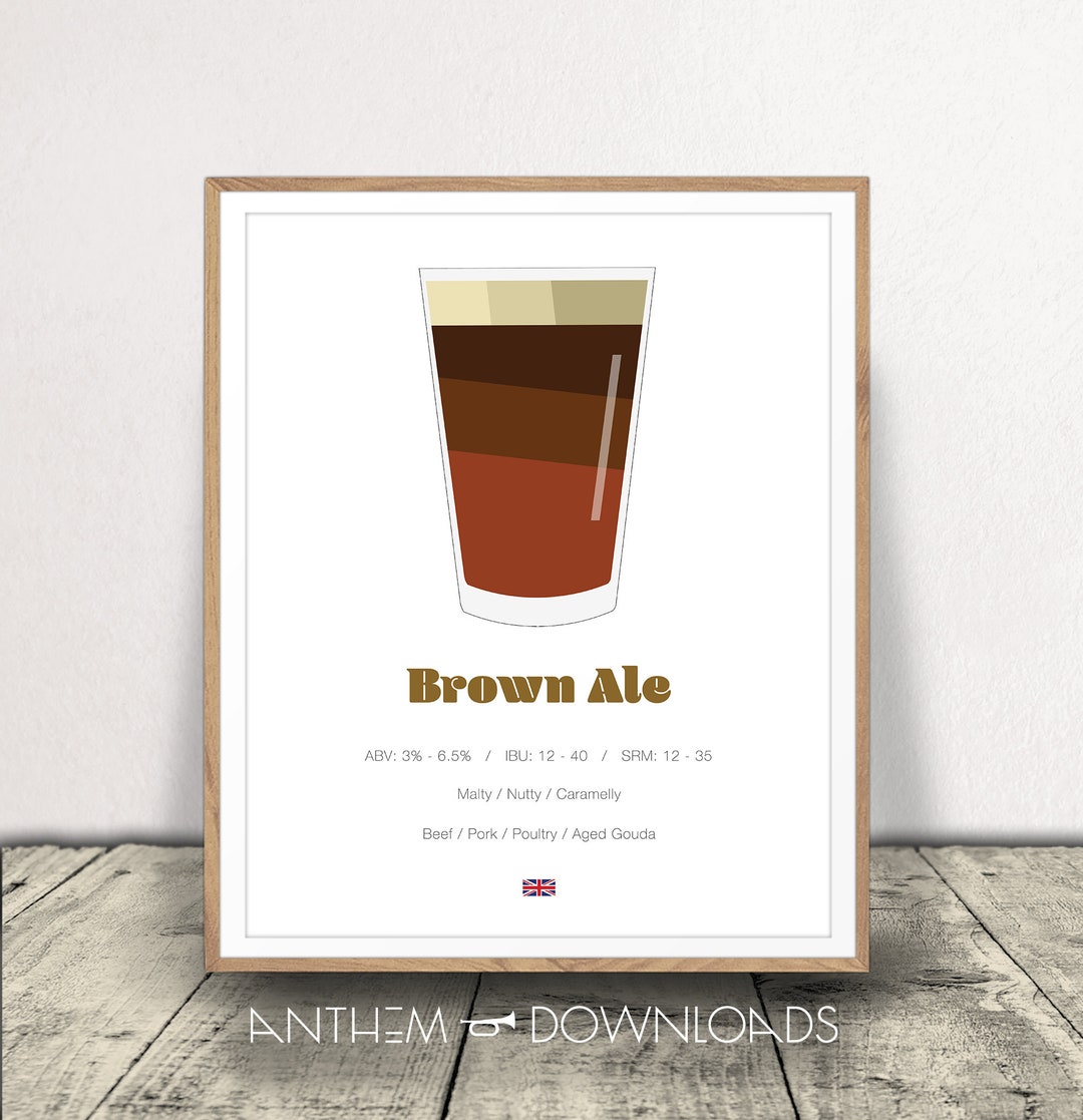 Brown Ale Art Print - Beer Poster - Bar Sign - Brewery Decor ...