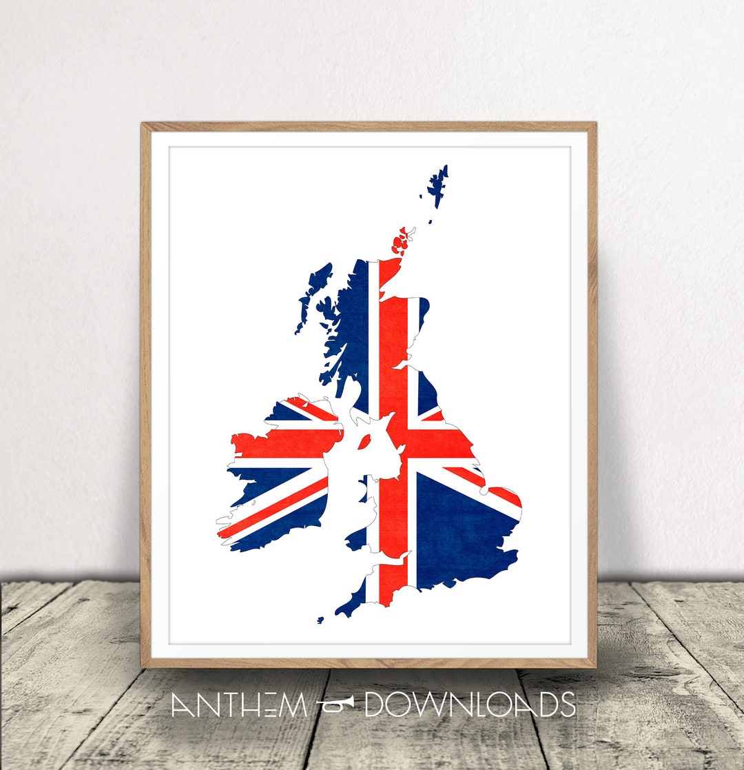 United Kingdom Art Print UK Map Travel Poster Country Outline Family ...
