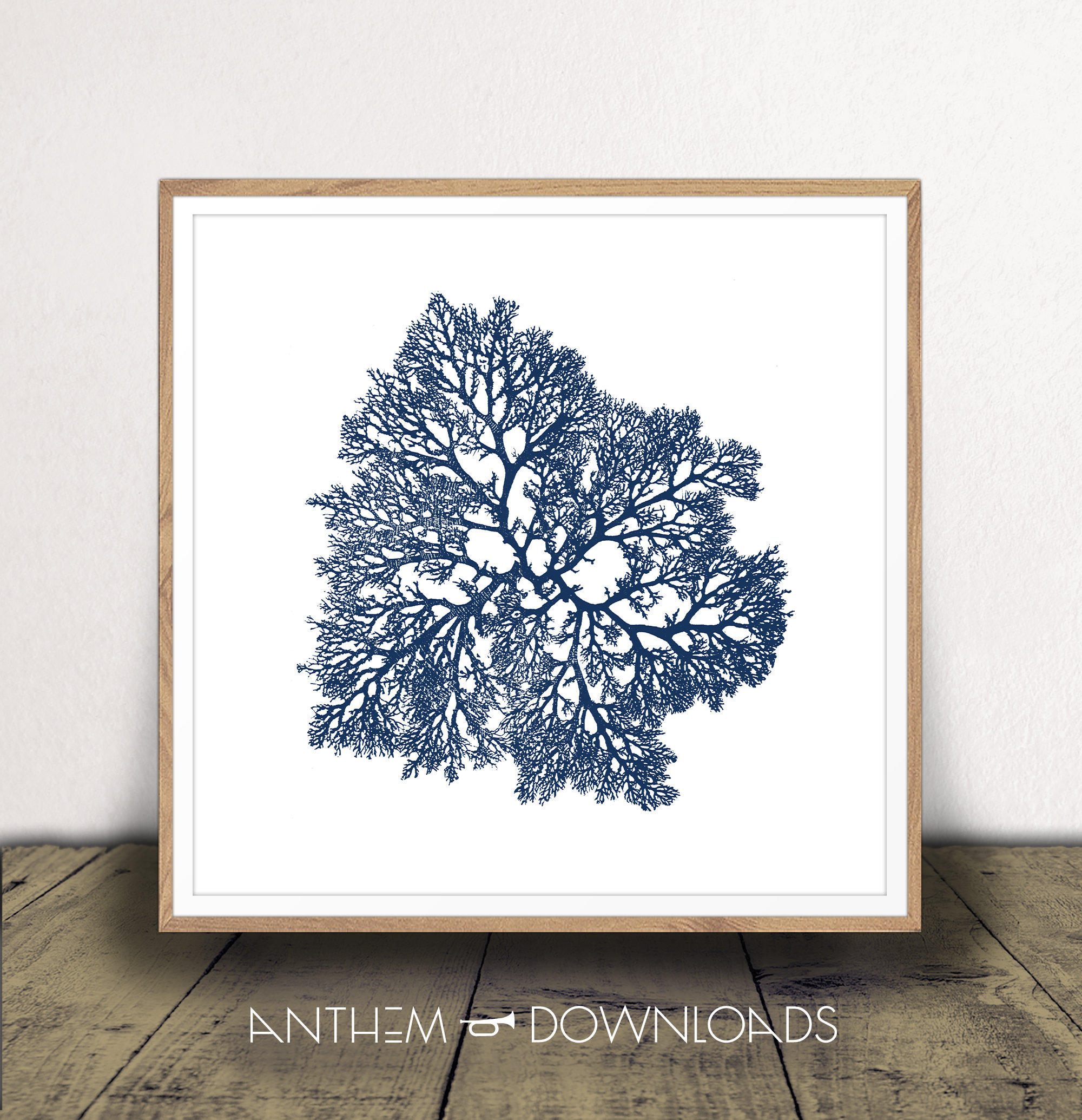 Navy Blue Coral Print - Digital Download Jpeg - Nautical Art - Ocean ...