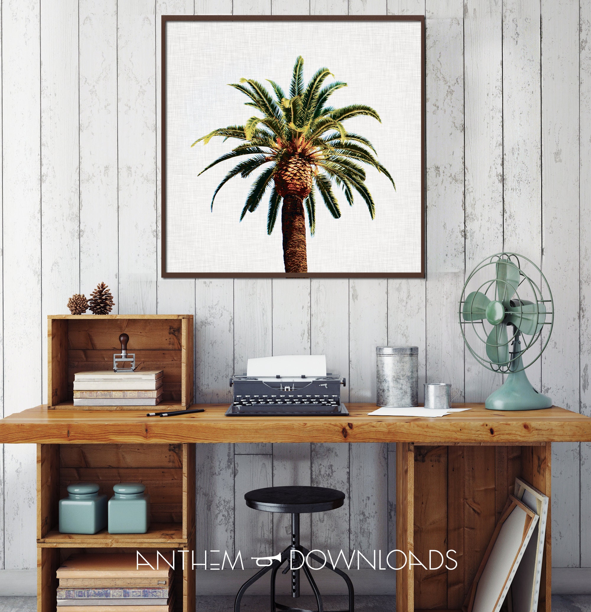 Square Palm Tree Art Print Tropical Wall Art Coastal Decor Beach House ...