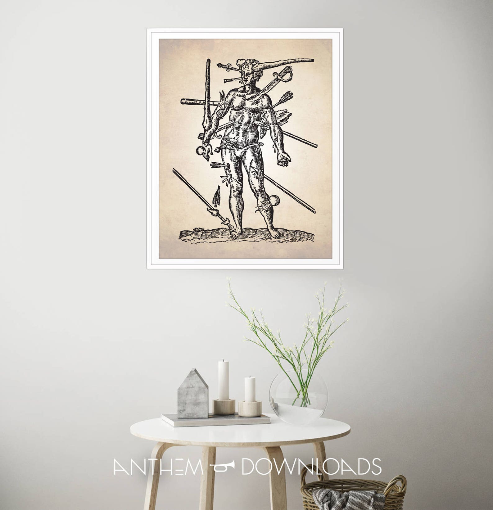 Wounds Man Art Print - Human Anatomy Printable - Anatomy Illustration ...